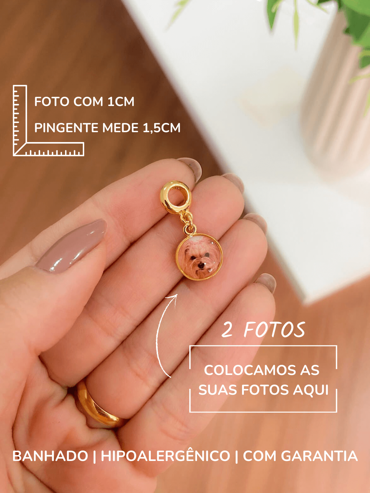 PINGENTE BERLOQUE REDONDO PERSONALIZADO COM 2 FOTOS - a partir de R$163,93