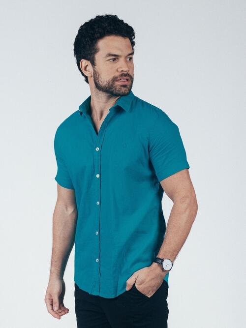 Comprar Camisa Manga Curta Linho Cambraia Sapphire - Fella Clothing