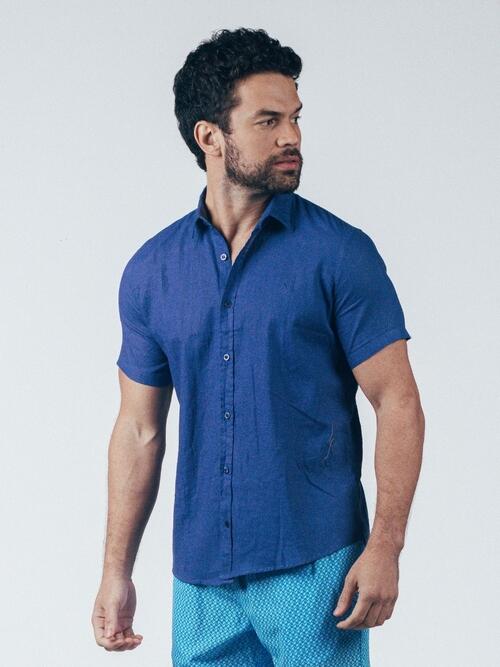 Comprar Camisa Manga Curta Linho Cambraia Indy Blue - Fella Clothing