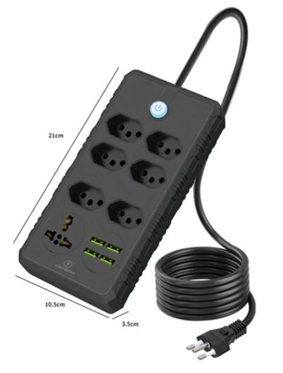 Comprar Extensão Elétrica 7 Tomadas Régua Bivolt C/ 4 Usb Cabo 3M - R$35,00 - Heycommerce