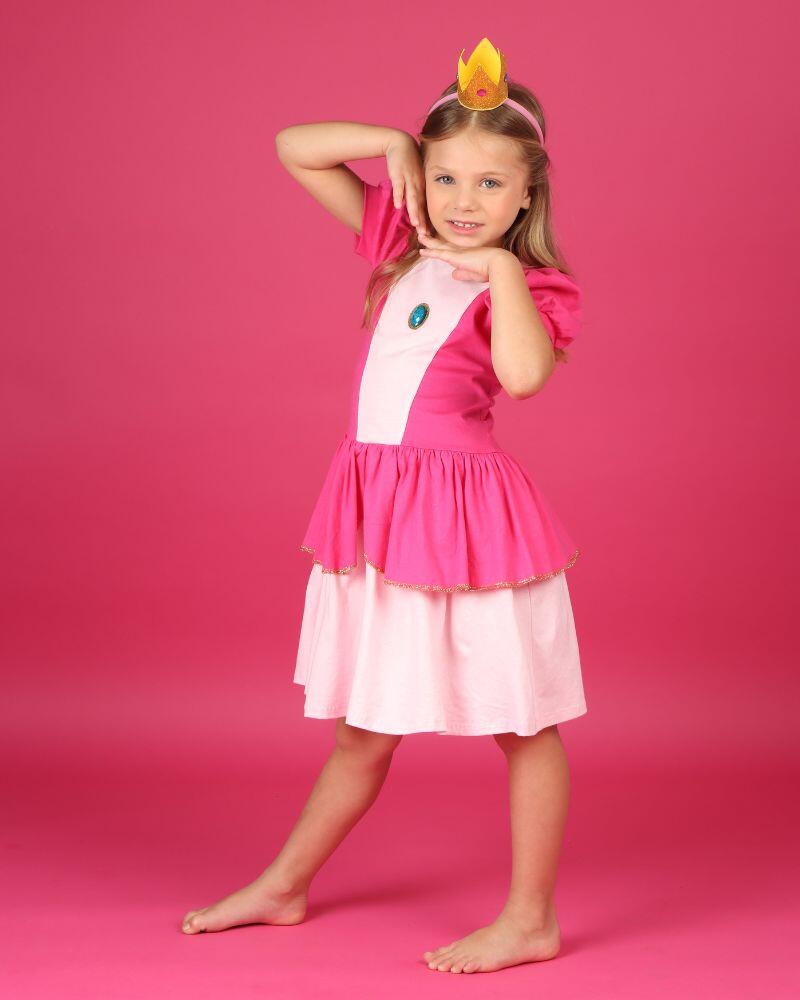 Vestido Infantil Fantasia Princesa do Reino Cogumelo Vestido Infantil Fantasia Princesa do Reino Cogumelo