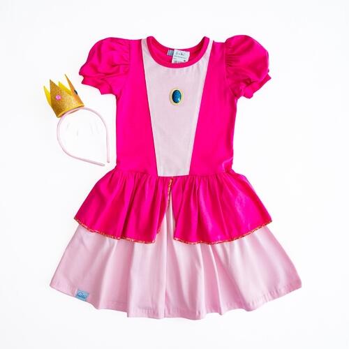 Vestido Infantil Fantasia Princesa do Reino Cogumelo Vestido Infantil Fantasia Princesa do Reino Cogumelo