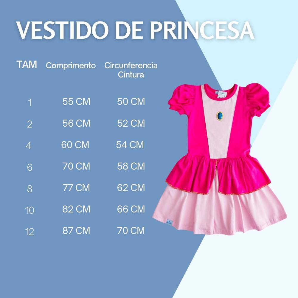 Vestido Infantil Fantasia Princesa do Reino Cogumelo Vestido Infantil Fantasia Princesa do Reino Cogumelo