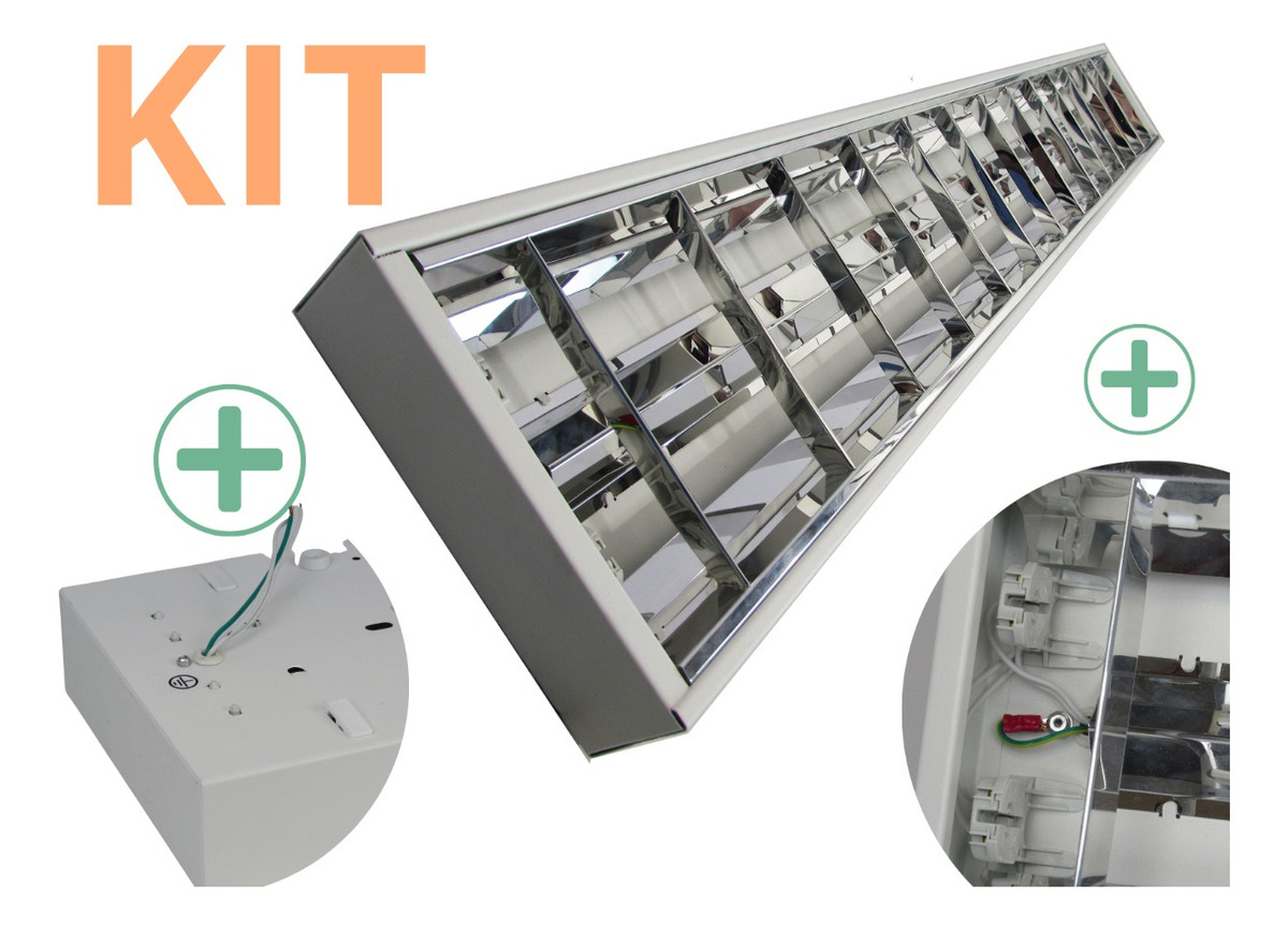 Comprar Kit 2 Luminárias Calha Comercial Sobrepor P/Lâmpada LED Tubular ...