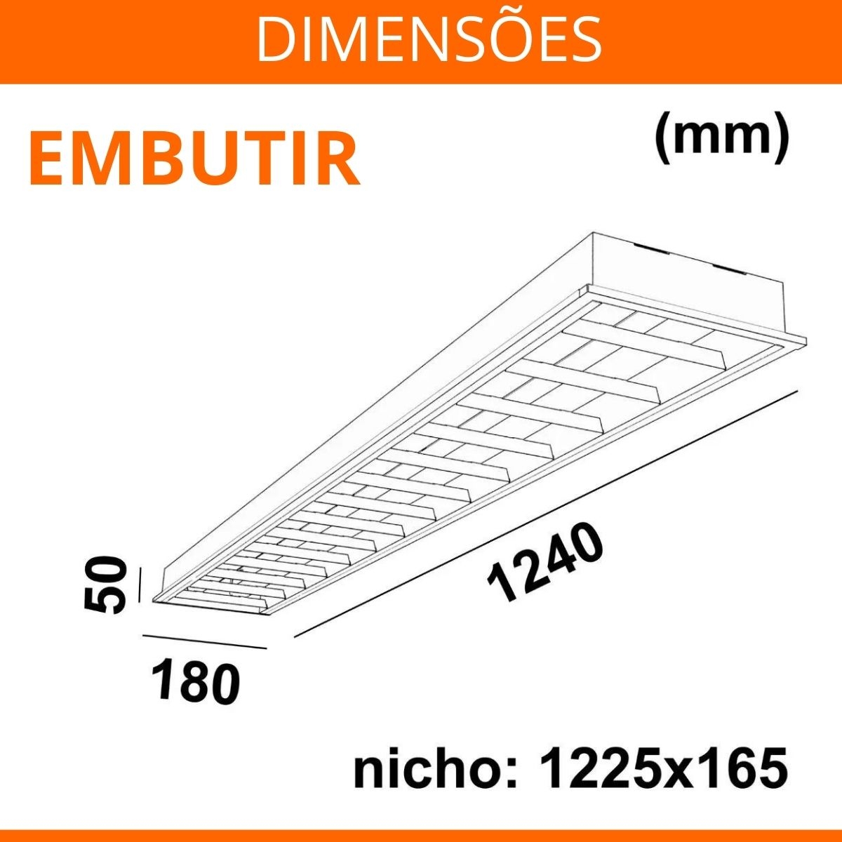 Comprar Kit 4 Luminária Calha Embutir P/2 Lâmpada Led 18w Aleta Teto ...