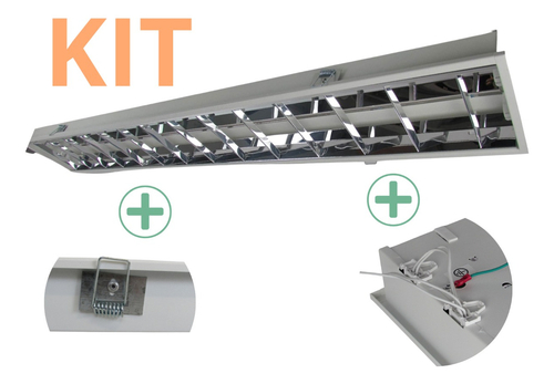 Comprar Kit 4 Luminária Calha Embutir P/2 Lâmpada Led 18w Aleta Teto ...