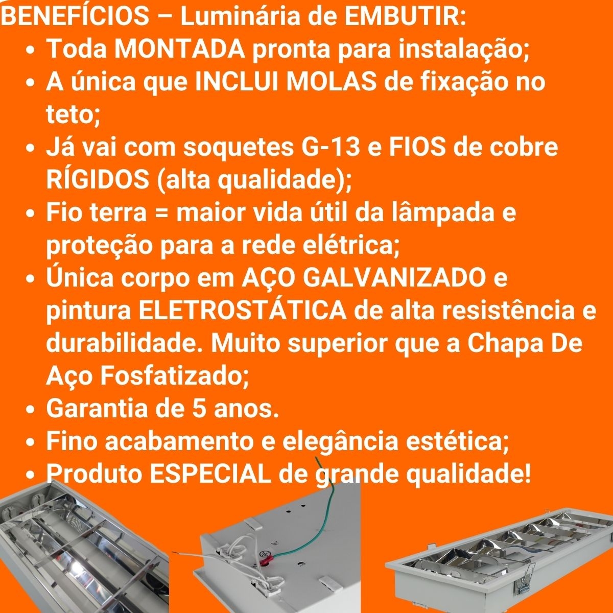 Comprar Kit 4 Luminária Calha Embutir P/2 Lâmpada Led 18w Aleta Teto ...
