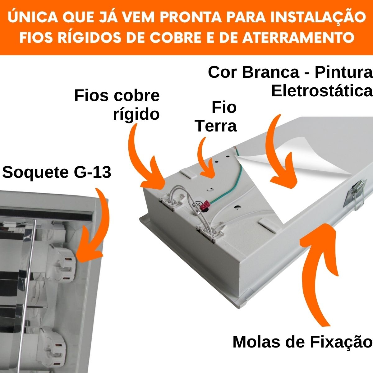 Comprar Kit 4 Luminária Calha Embutir P/2 Lâmpada Led 18w Aleta Teto ...