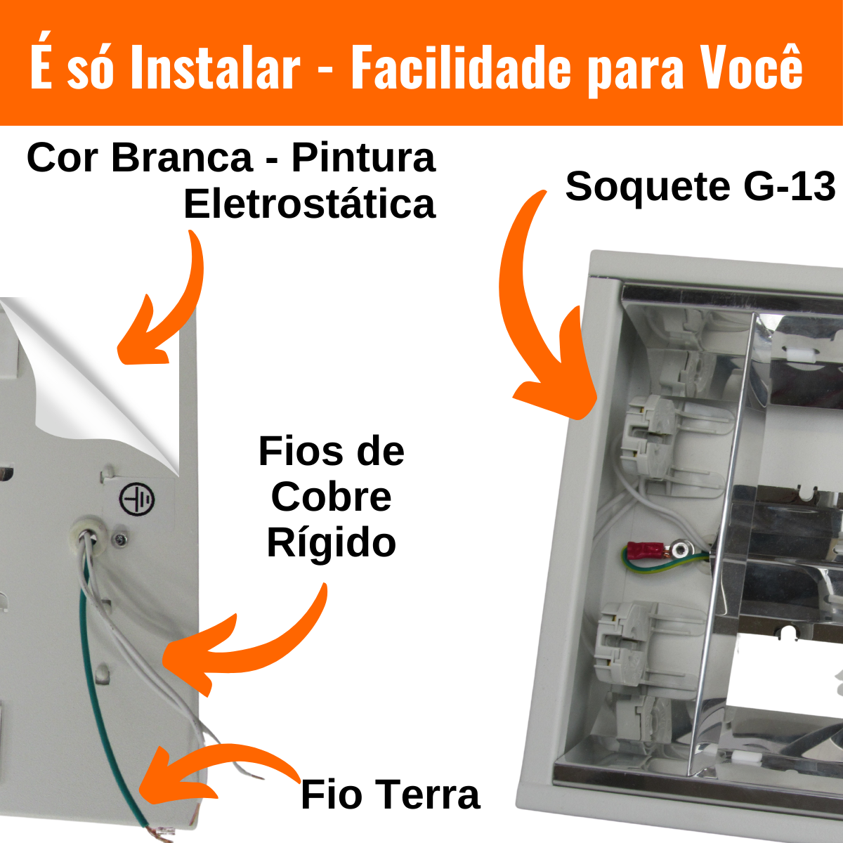 Comprar Kit 10 Luminária Teto Aleta Calha Sobrepor P/2 Lâmpada Led - a ...