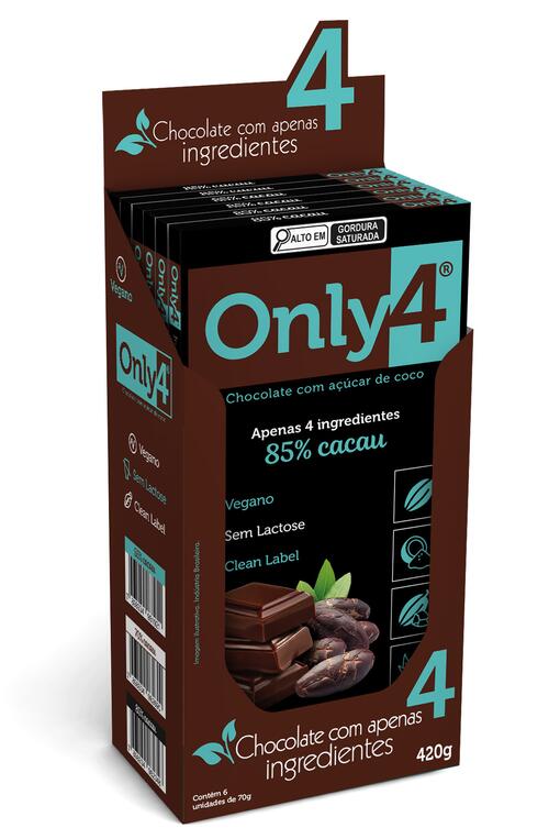 Comprar ONLY4 85% cacau 70g - (Disp6/Cx6) - varejo.tudozeroleite.com.br