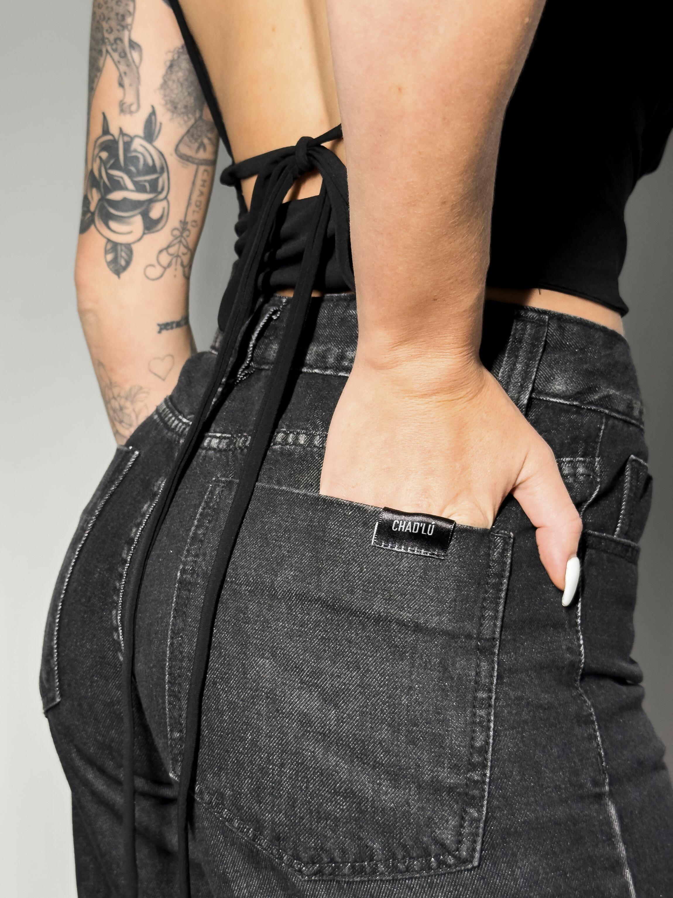 Comprar calça jeans wide leg cintura média | preta