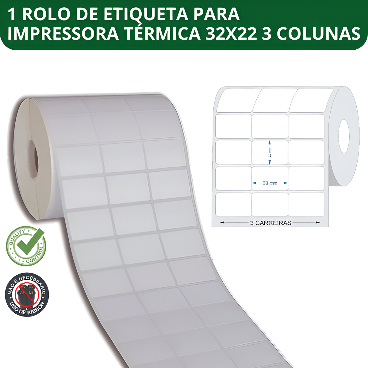 Comprar Rolos Etiqueta Térmica 32x22 3 Colunas P/ CC431 / CC420 / CC421 ...