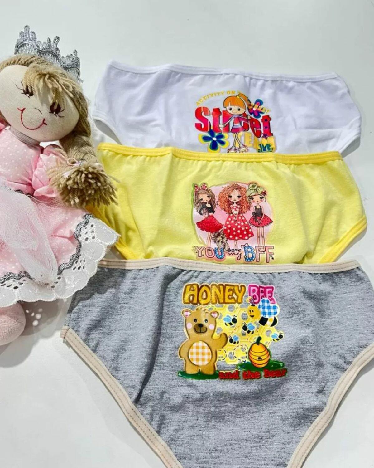 Comprar Kit 3 calcinhas infantis - Cores Sortidas - R$24,90 - Puro Veneno