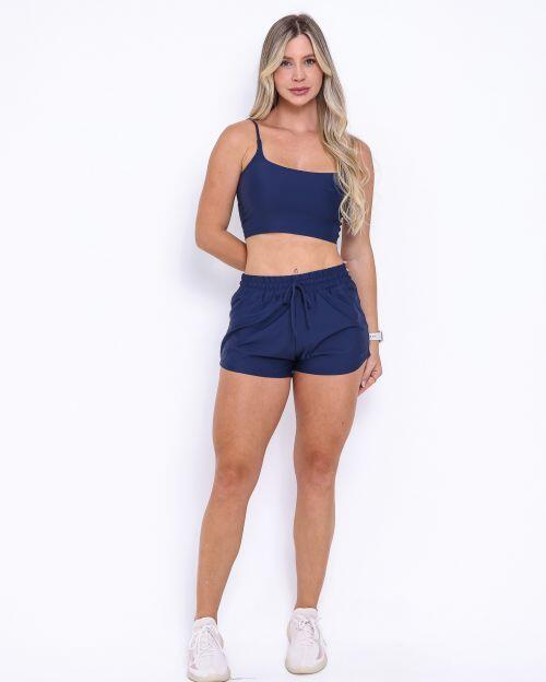 Comprar Conjunto Short Boxer Basic Fluitty Marinho + Top Regatinha - LollaFit - Varejo
