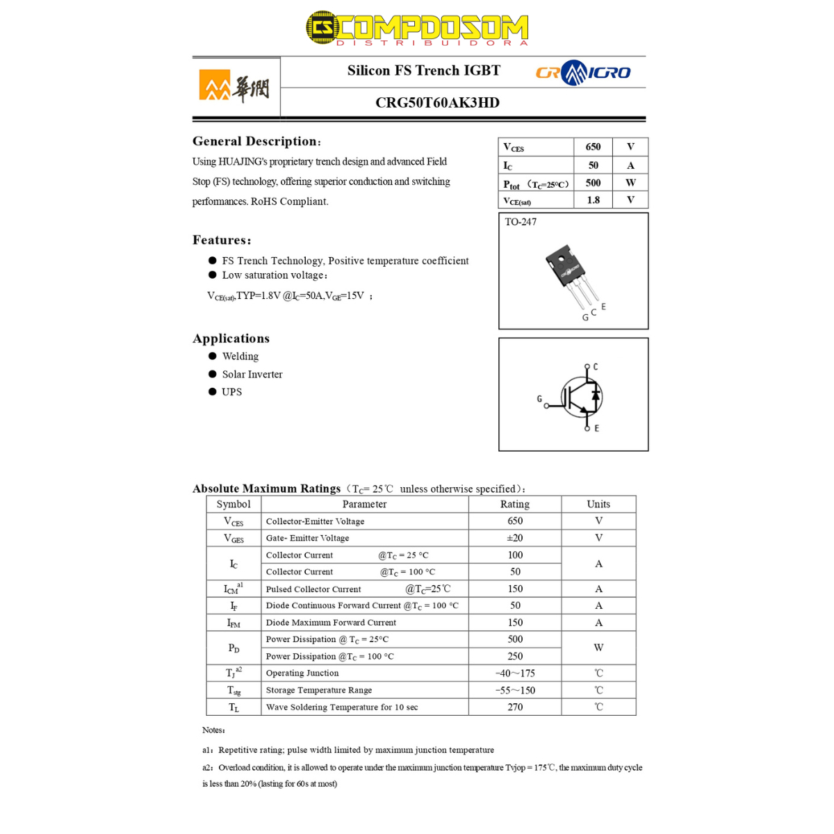 Comprar IGBT 50A G50T60AK3HD CRG50T60 = IRGP4063 K50DDTP K50EH5 ...