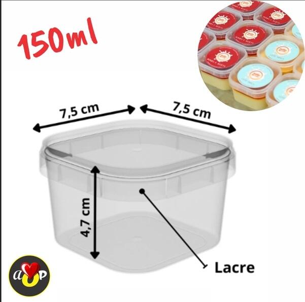 Comprar 10 Potes Quadrado com Lacre 150ml - R$9,00