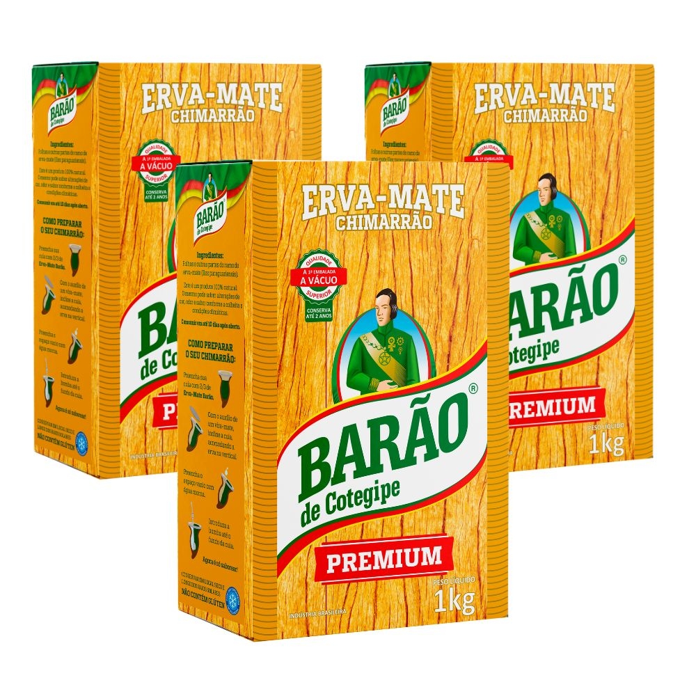 Comprar Kit 3Kg Erva Mate Premium Vácuo Chimarrão Barão de Cotegipe 1kg ...