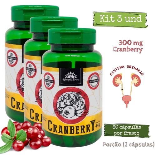 Comprar Kit 3 Cranberry desidratada 600 mg 60 cápsulas por frasco - A ...