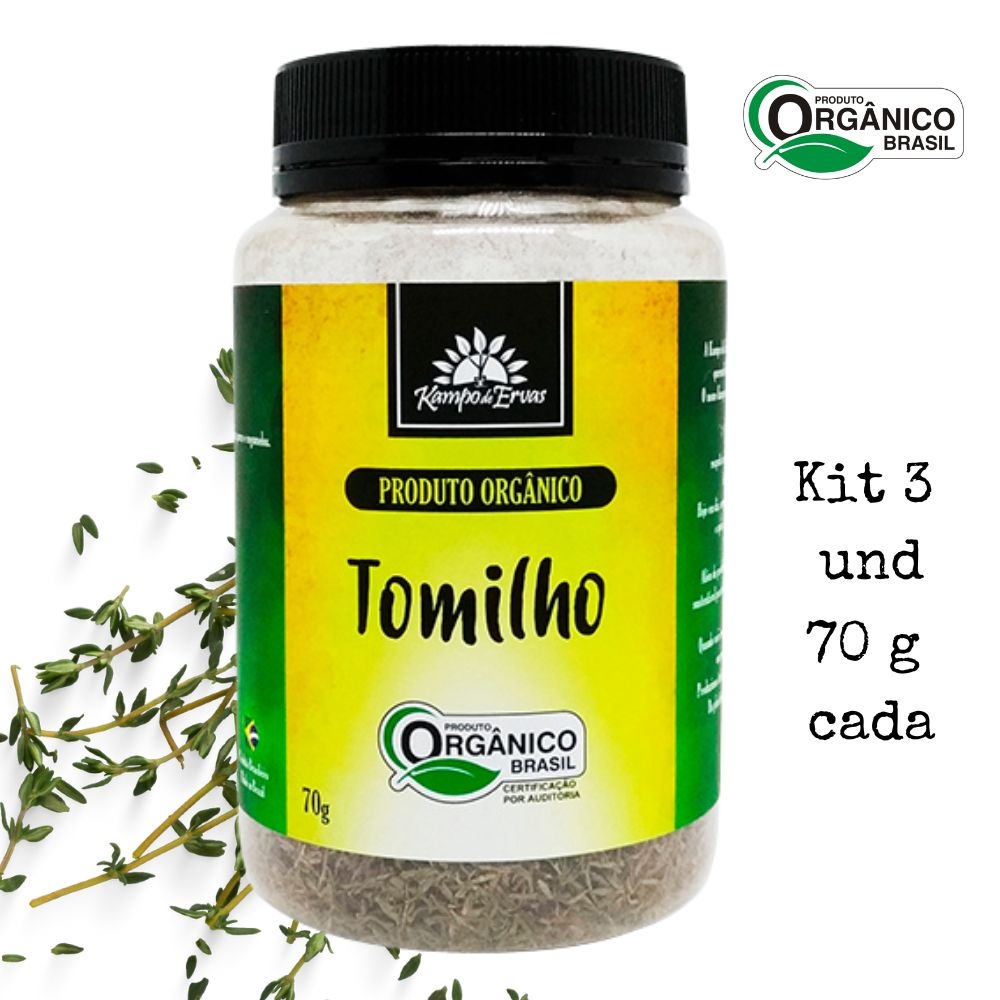 Comprar Kit 3 Tomilho Orgânico Flocos Ervas Tempero Desidratado 70g ...