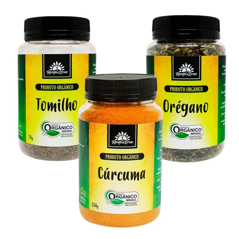 Comprar Kit 3 Temperos Orégano Tomilho Cúrcuma Longa Kampo de Ervas - A ...