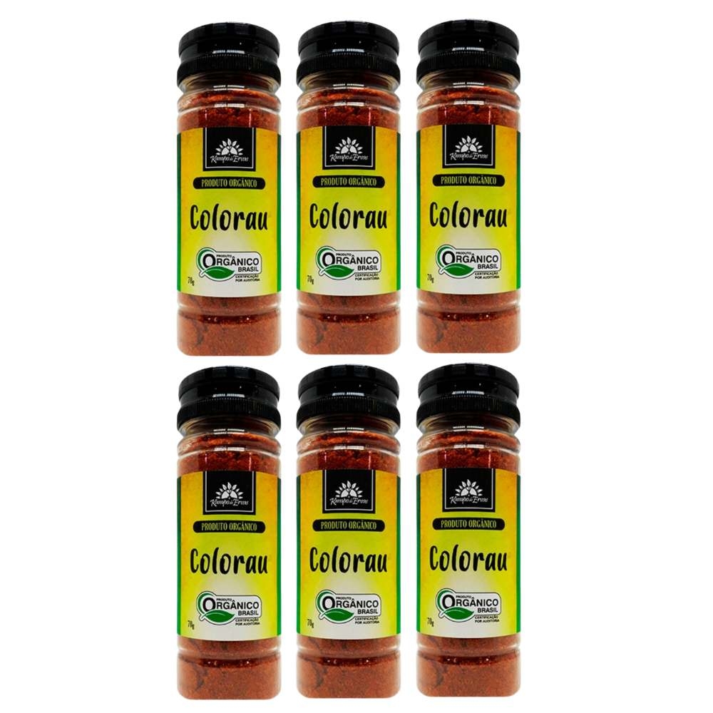 Comprar Kit 6 Colorau Urucum Orgânico pó Colorifício sem amido 70g - A ...
