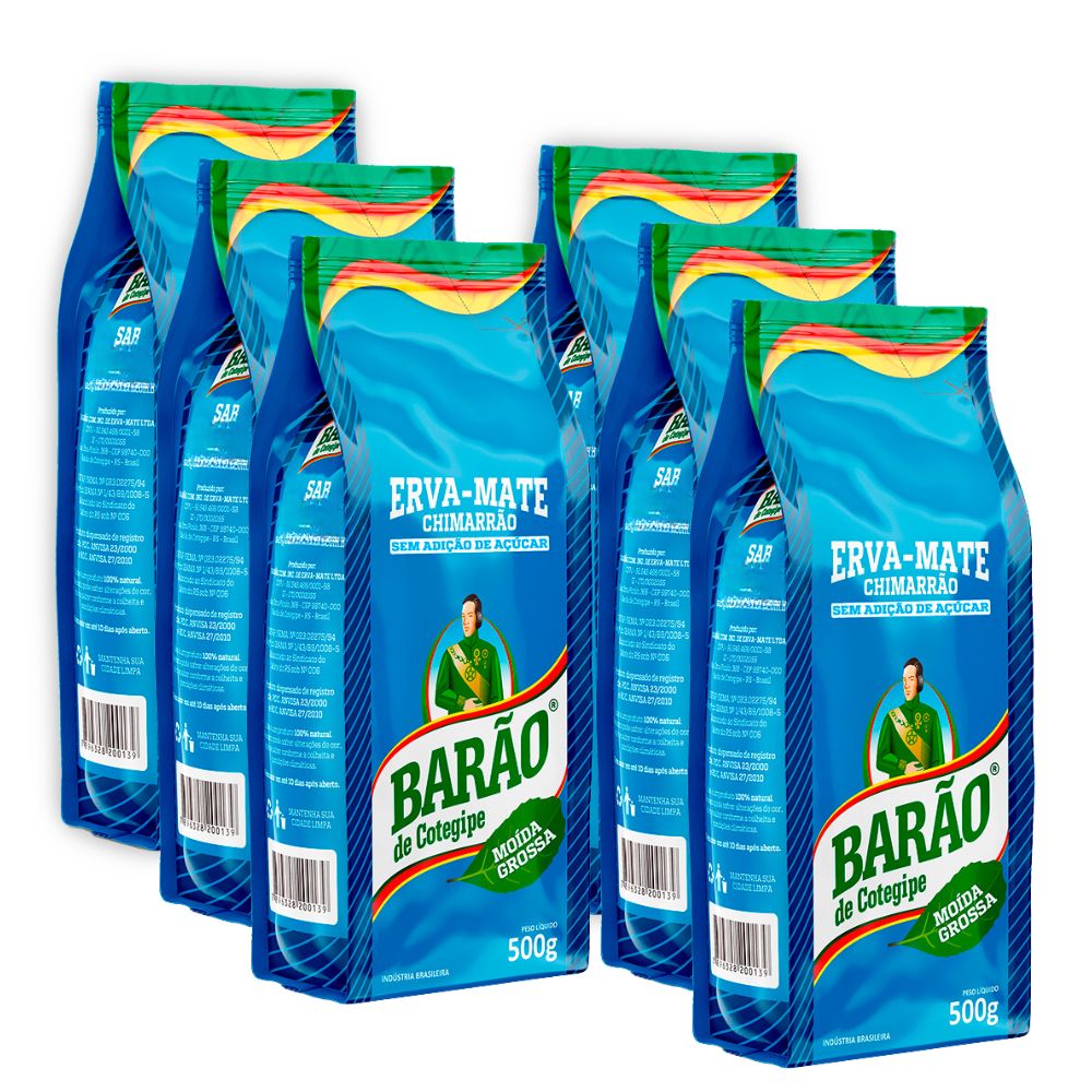 Comprar Kit 6 Erva Mate Moída Grossa 80% Folhas 500g cada Barão - A ...