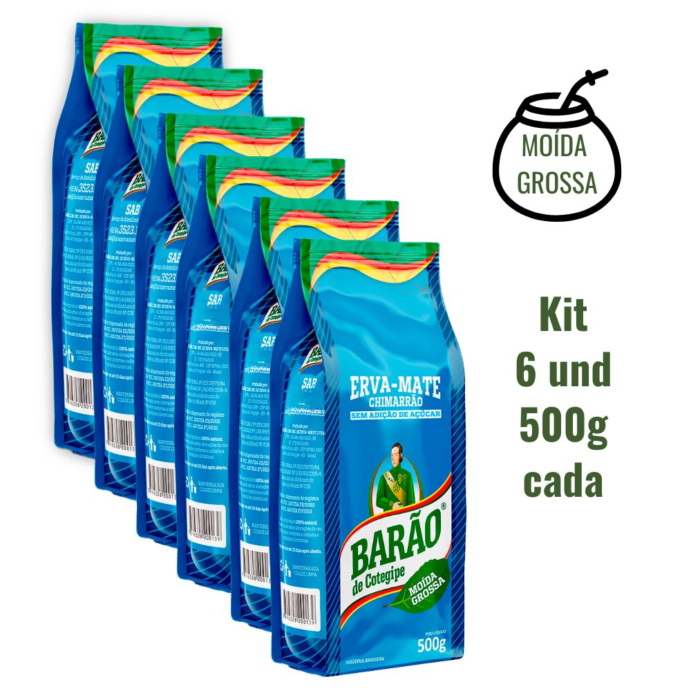 Comprar Kit 6 Erva Mate Moída Grossa 80% Folhas 500g cada Barão - A ...