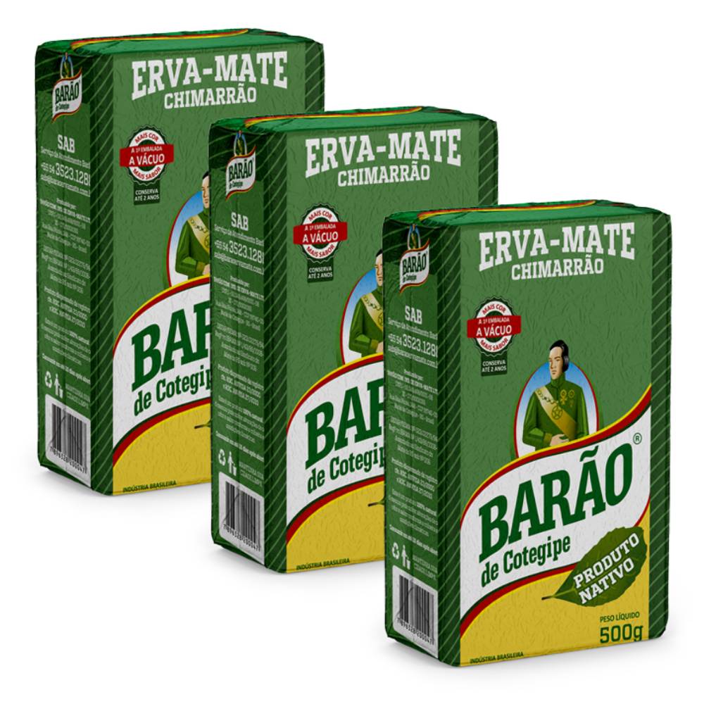 Comprar Kit 3 Erva Mate Nativa Sabor Fresco 500g cada Vácuo Barão - A ...