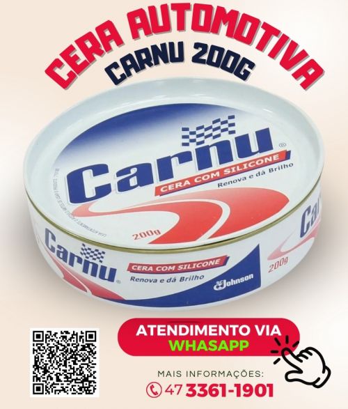 Cera Automotiva Carnu 200g com Silicone - Proteção e Brilho