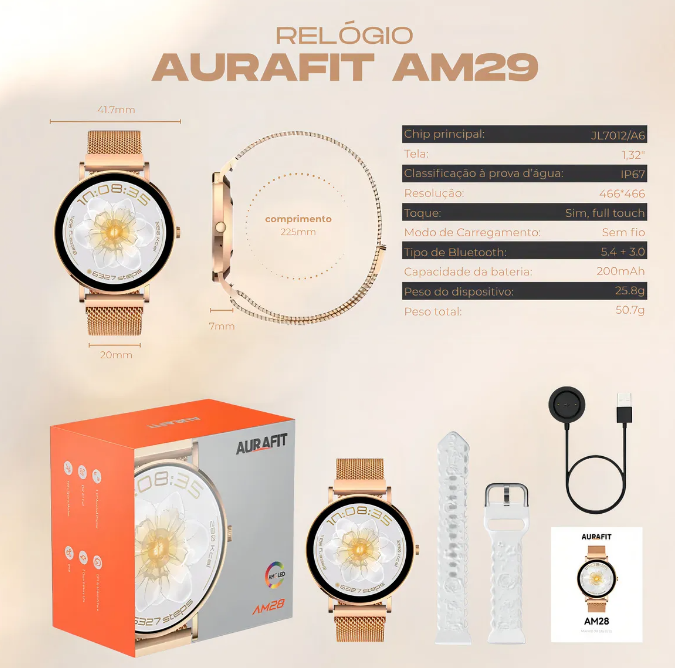 Comprar SMARTWATCH AM28 AURAFIT - R$150,00 - Zoemex