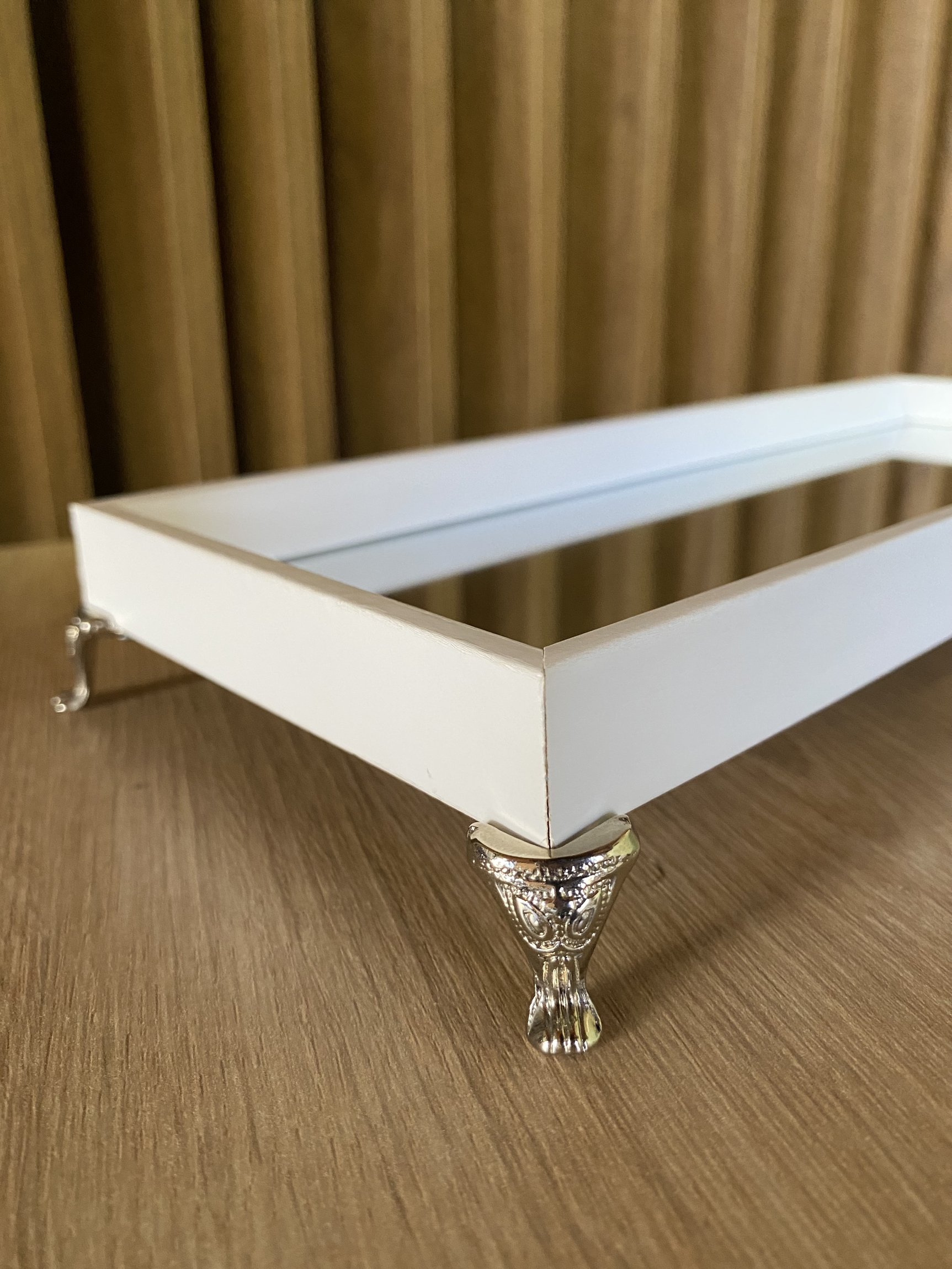 bandeja espelhada retângular branco - R$87,00