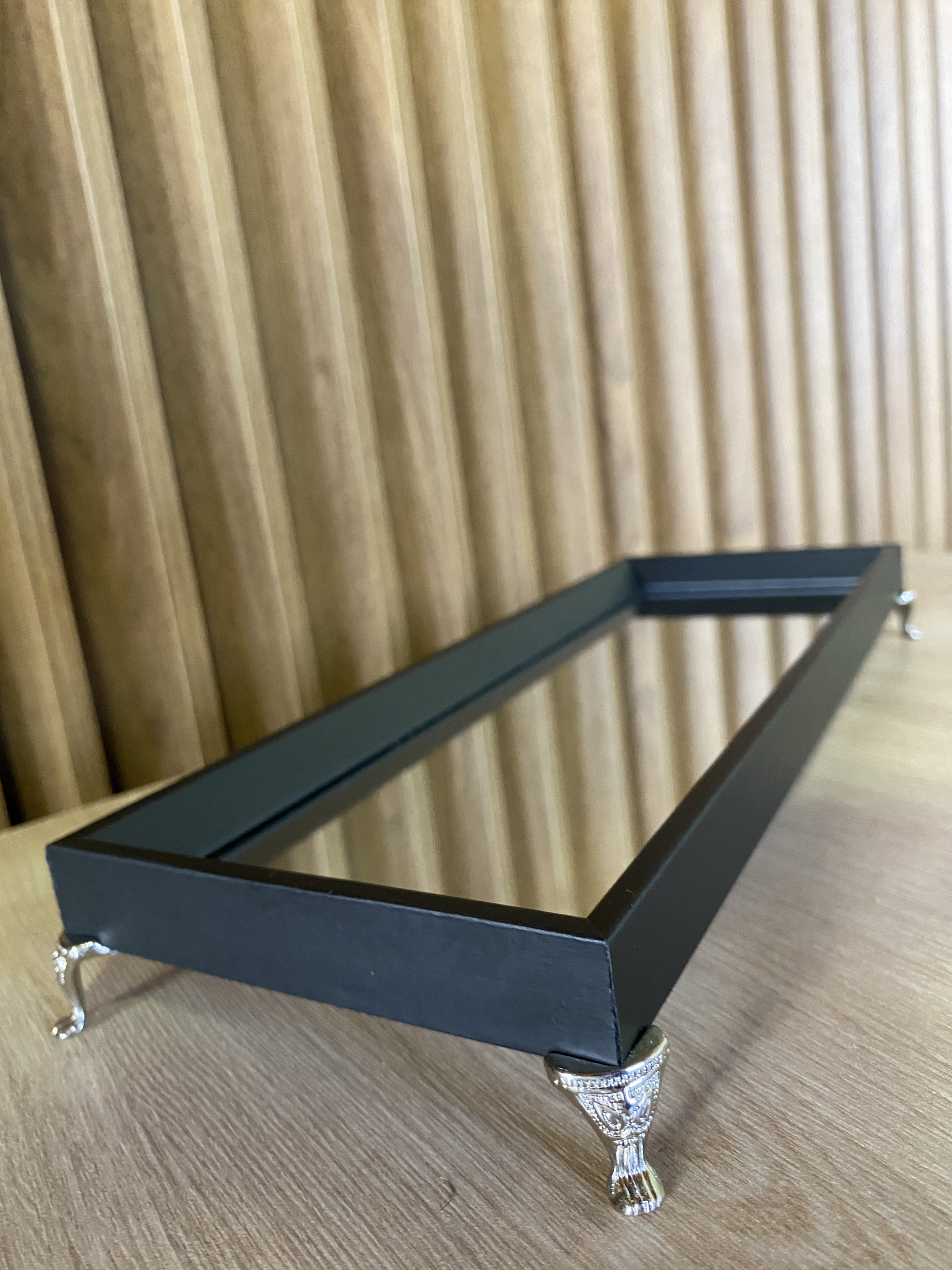 bandeja espelhada retãngular preto - R$87,00