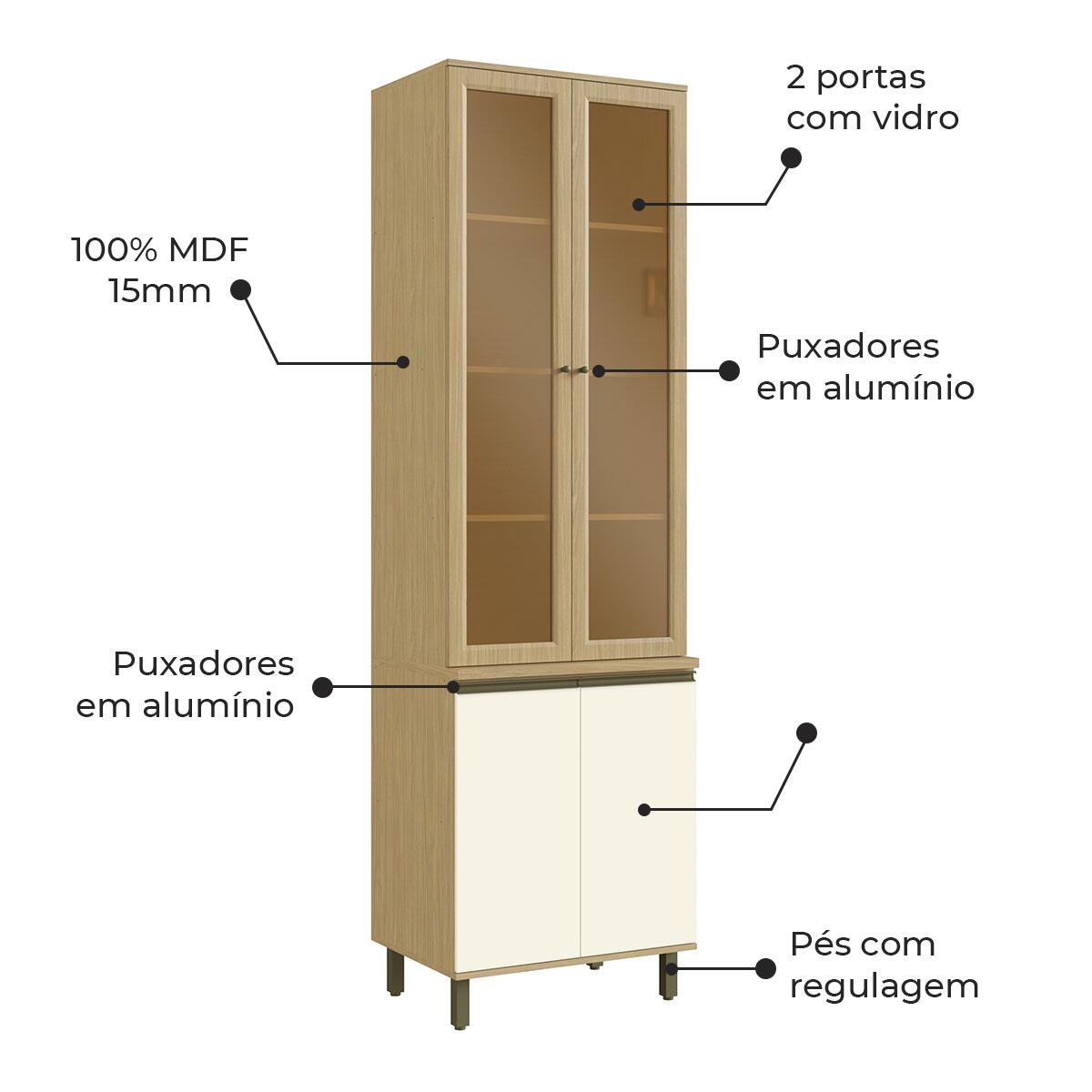 Cristaleira com Portas de Vidro Nova Dubai Casamia 3906