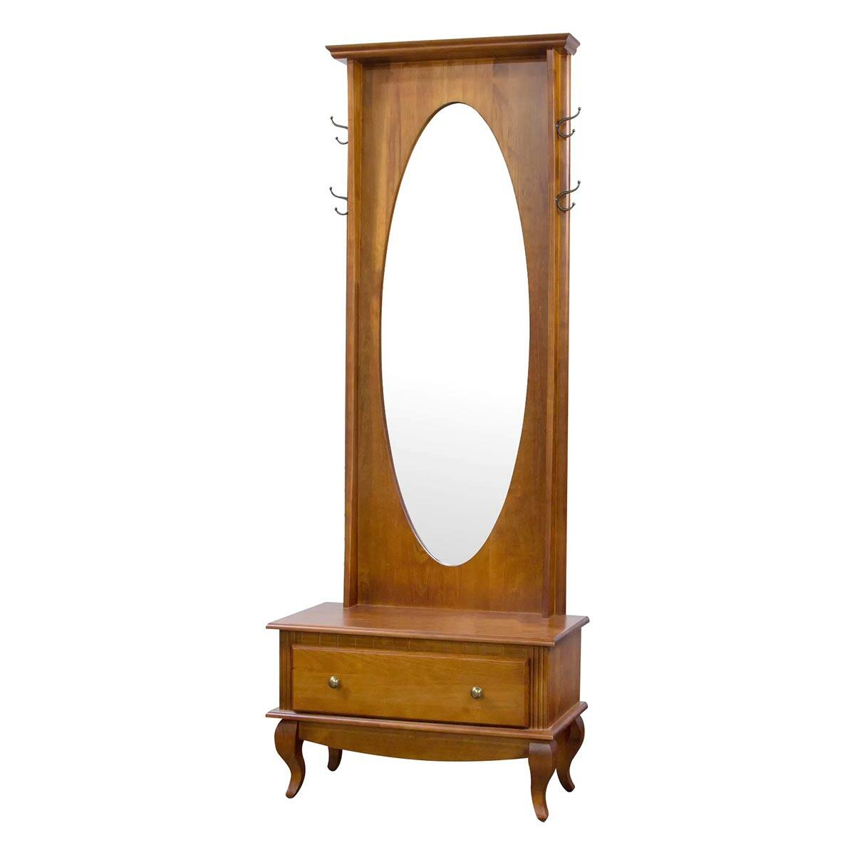 Chapeleiro de Madeira Vintage com Espelho e 1 Gaveta