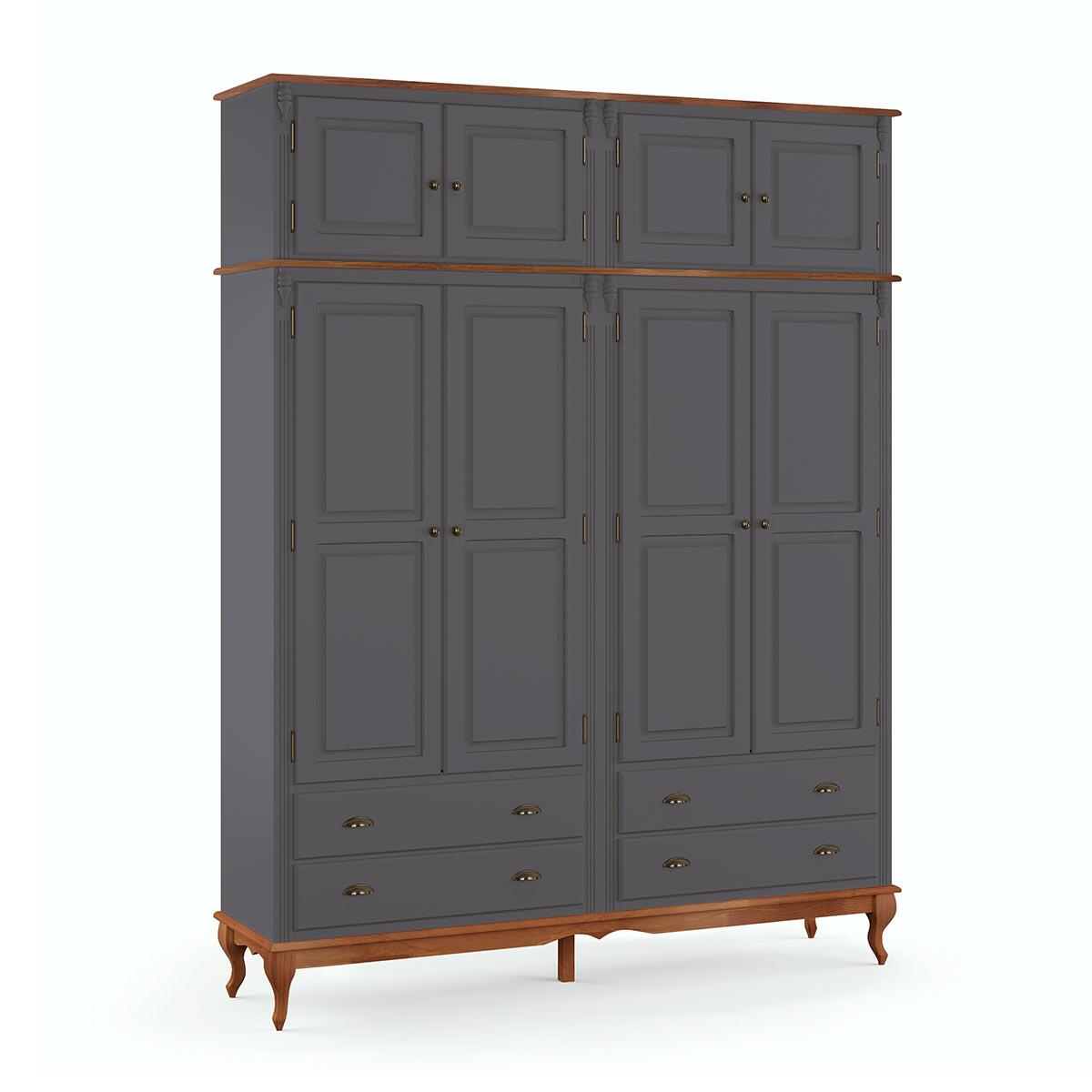 Guarda Roupa Madeira Clássico com Maleiro 60823 Linz Móveis