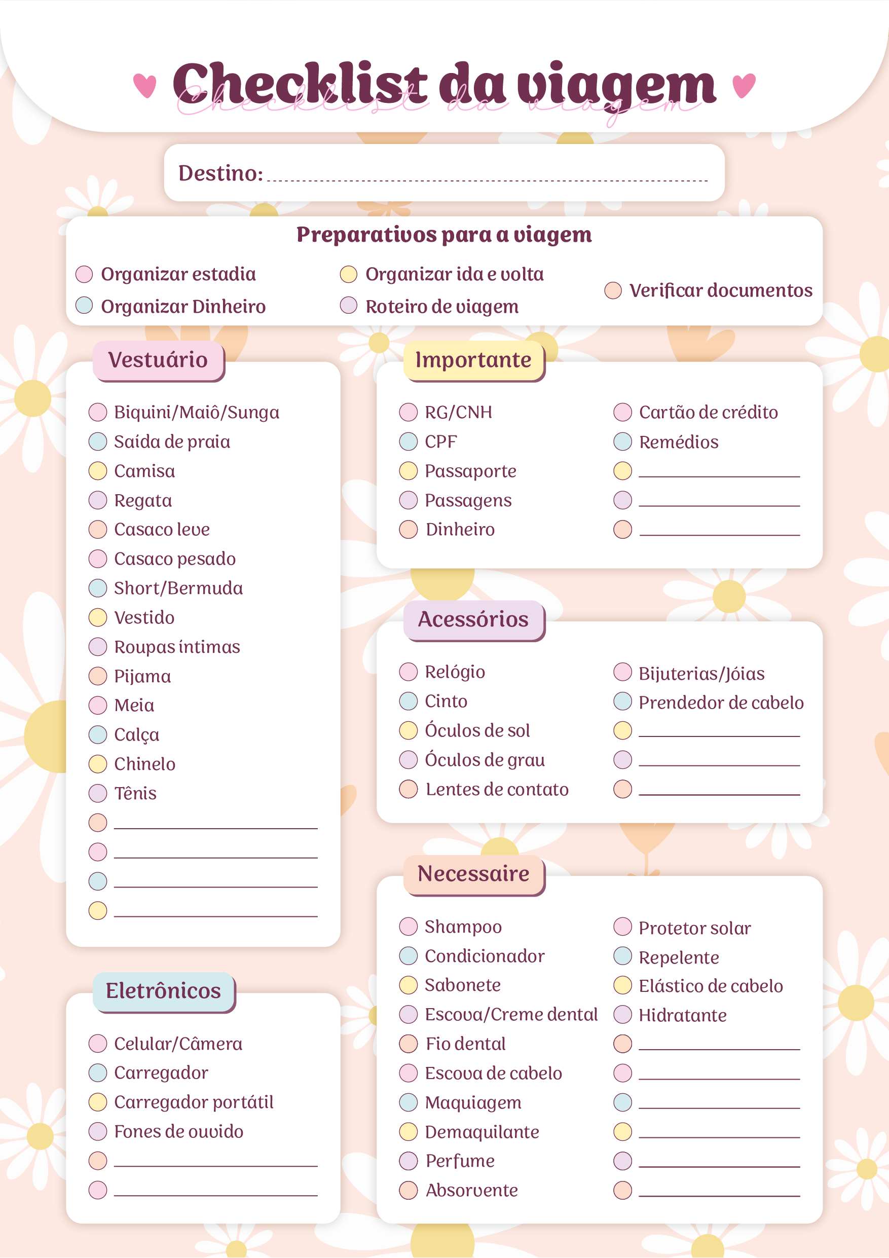 Comprar Bloco de Checklist de Viagem com 25 Folhas - Carimbos Mega Birô