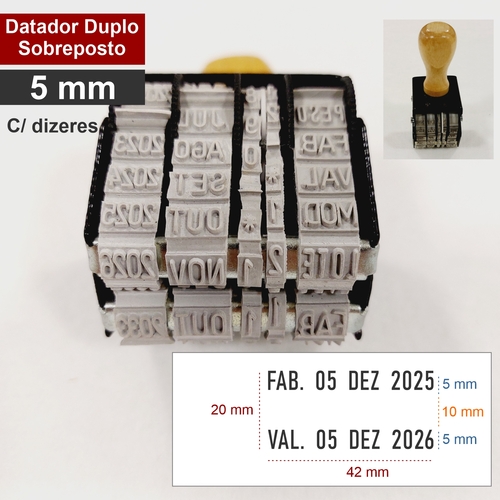 Comprar Datador manual Duplo Sobreposto - 5 mm Com Dizeres - a partir ...