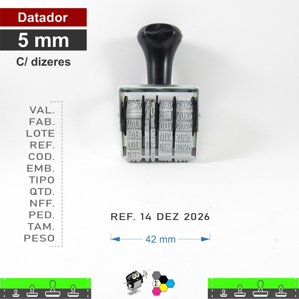 Comprar Datador 5 mm manual com Dizeres - Produção - a partir de R$63 ...