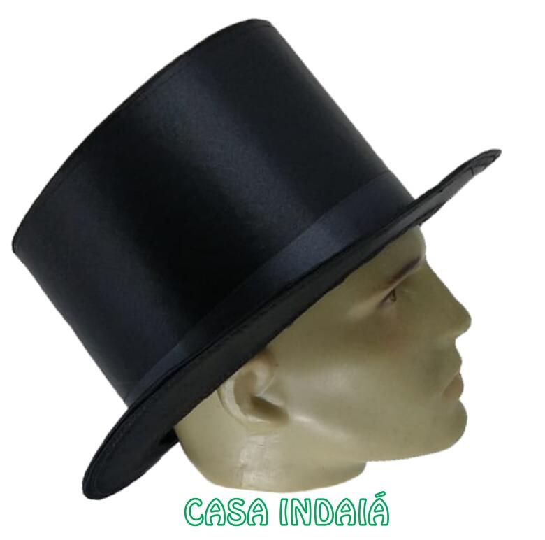 Comprar Cartola em Cetim Preta c/ Fita Preta - R$35,00 - casaindaia.com.br