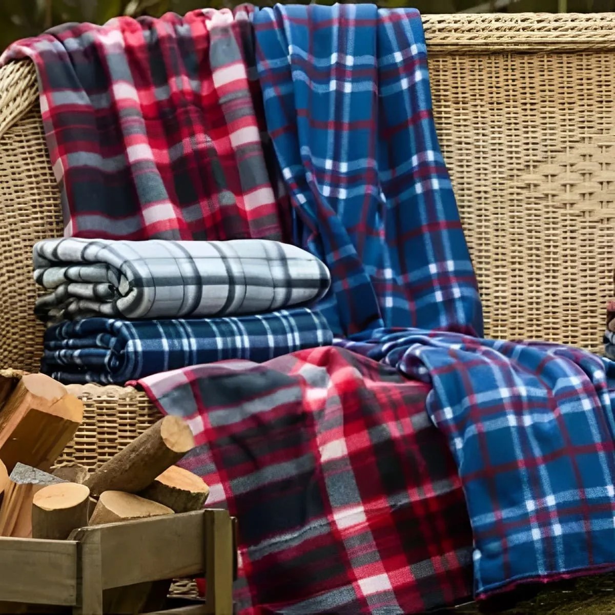 Manta Camesa Xadrez Casal 180x200cm | Outlet PortCasa