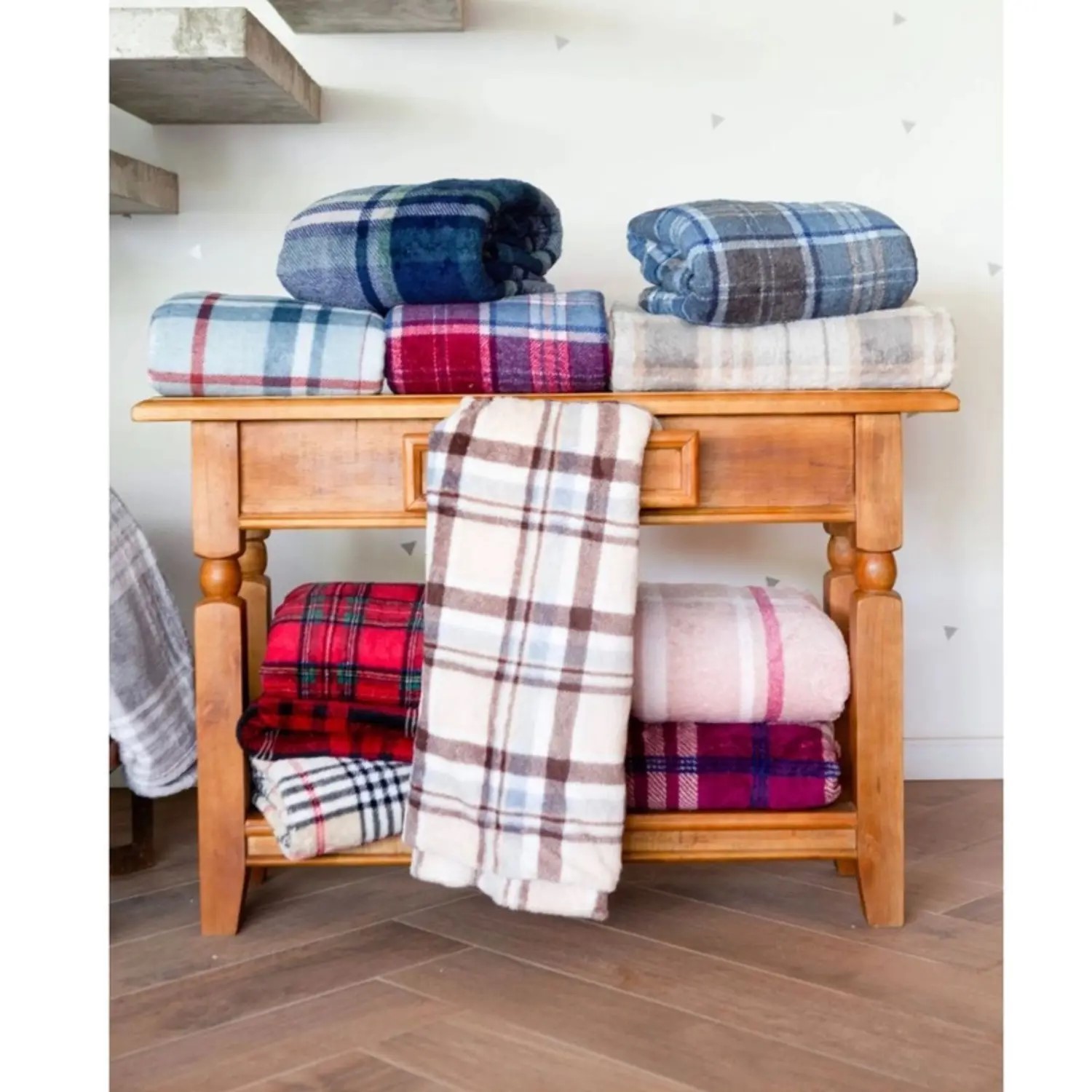 Manta Camesa Xadrez Casal 180x200cm | Outlet PortCasa