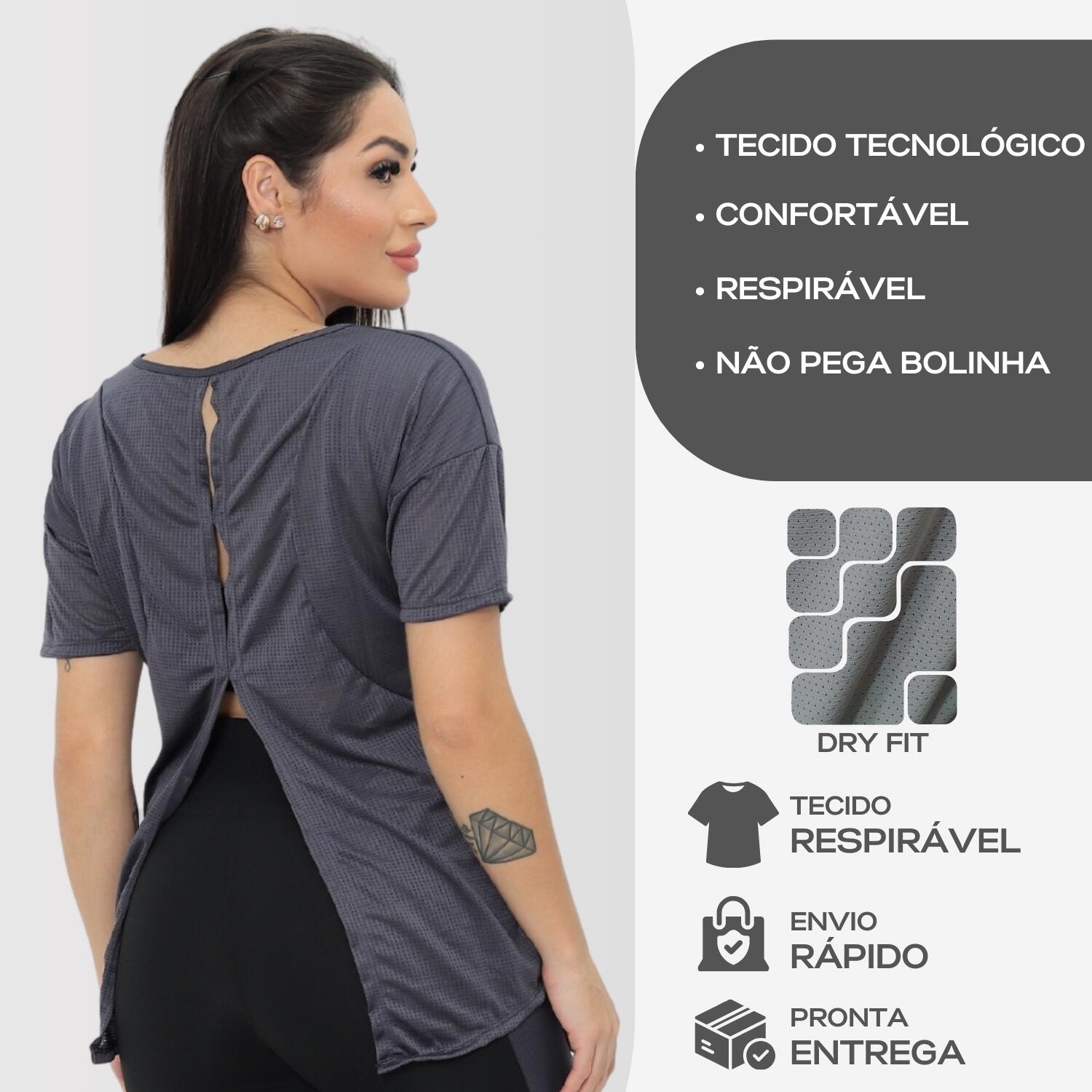 Camiseta Dry Fit Costas Aberta Roupa Academia - Trix Fit