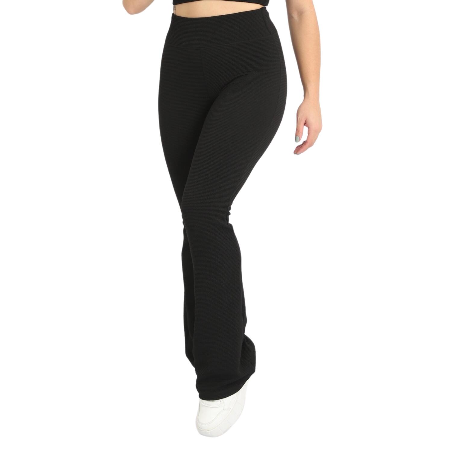 Calça Flare Canelada Roupa Feminina Academia Fitness Treino