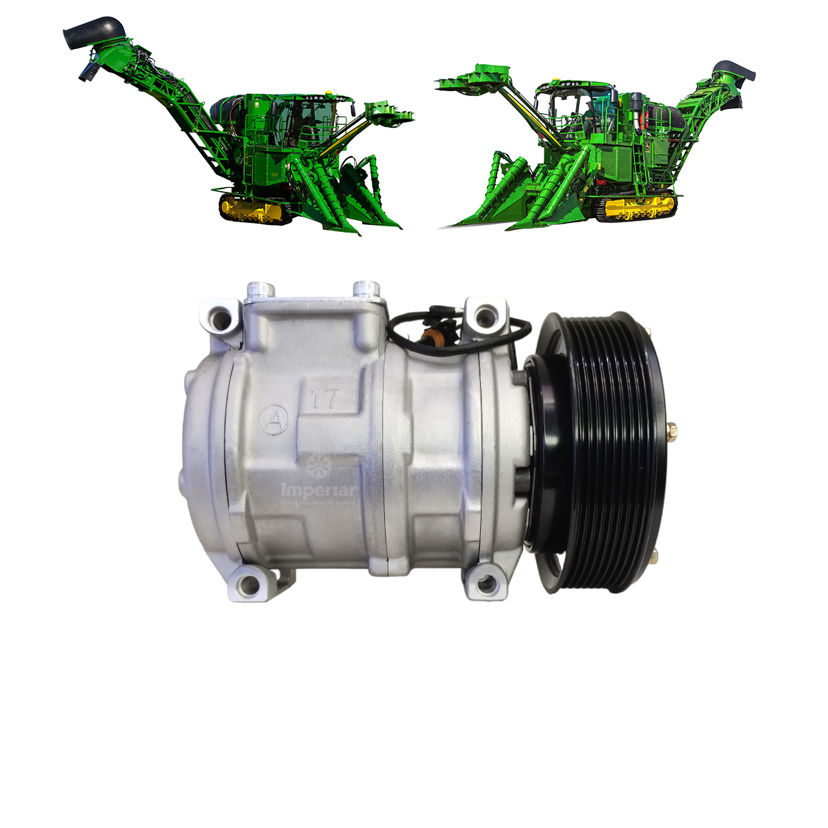 COMPRESSOR 10PA17 JOHN DEERE POLIA 8PK 140MM 12V OEM:AH169875 ...