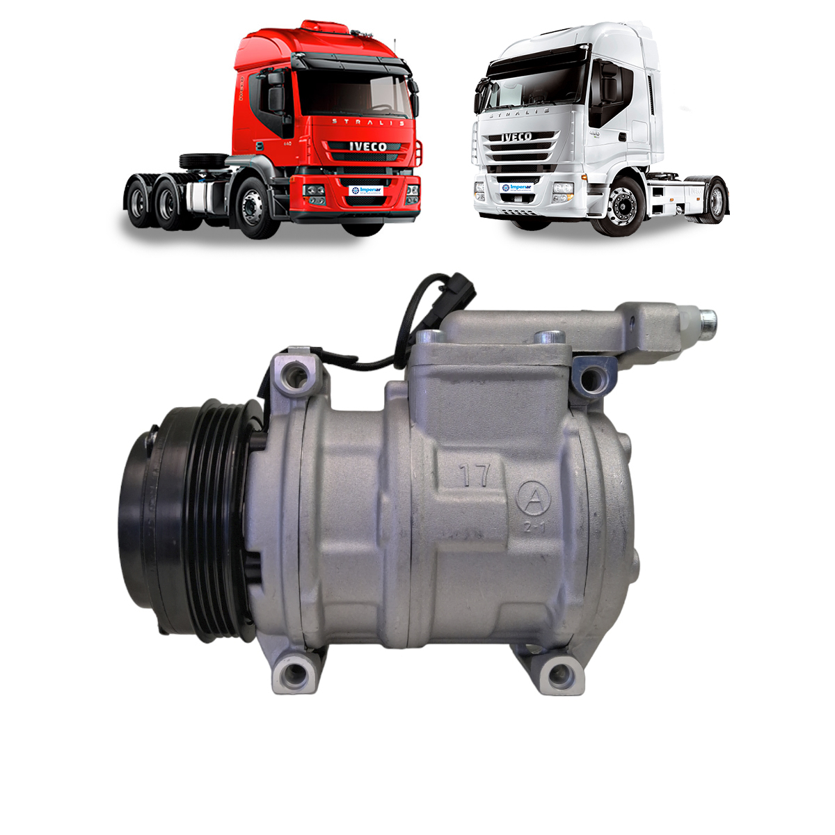 COMPRESSOR IVECO STRALIS/EUROSTAR 10PA17 POLIA 4PK 115MM 24V OEM ...