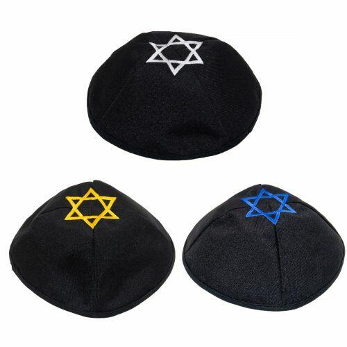 Kipá Judaico Preto com Estrela de Davi Diversos Modelos