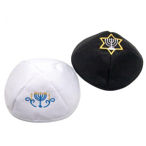Kipá Judaico Menorah Branco ou Preto - a partir de R$36,86
