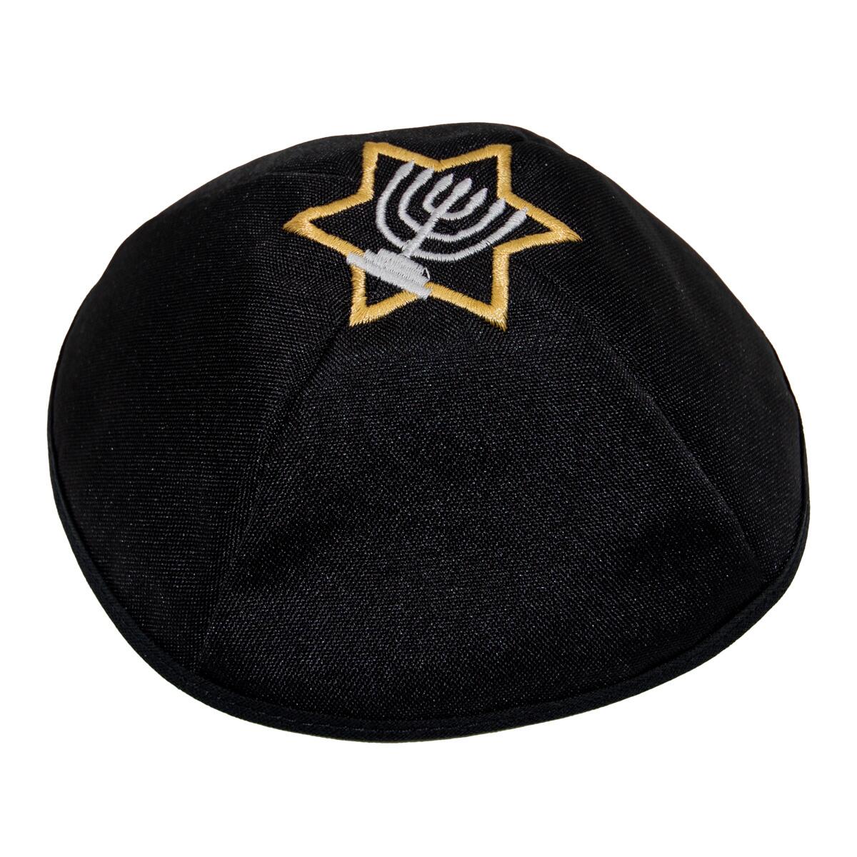 Kipá Judaico Menorah Branco ou Preto - a partir de R$36,86