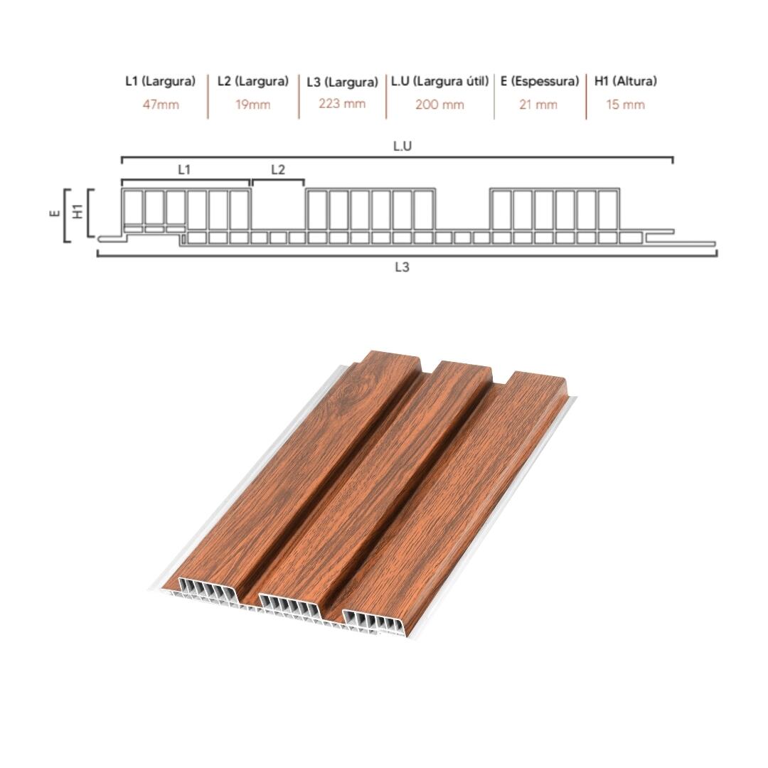 Comprar Painel Ripado em PVC Premiun Imbúia Interno 3mx20cm - R$239,90