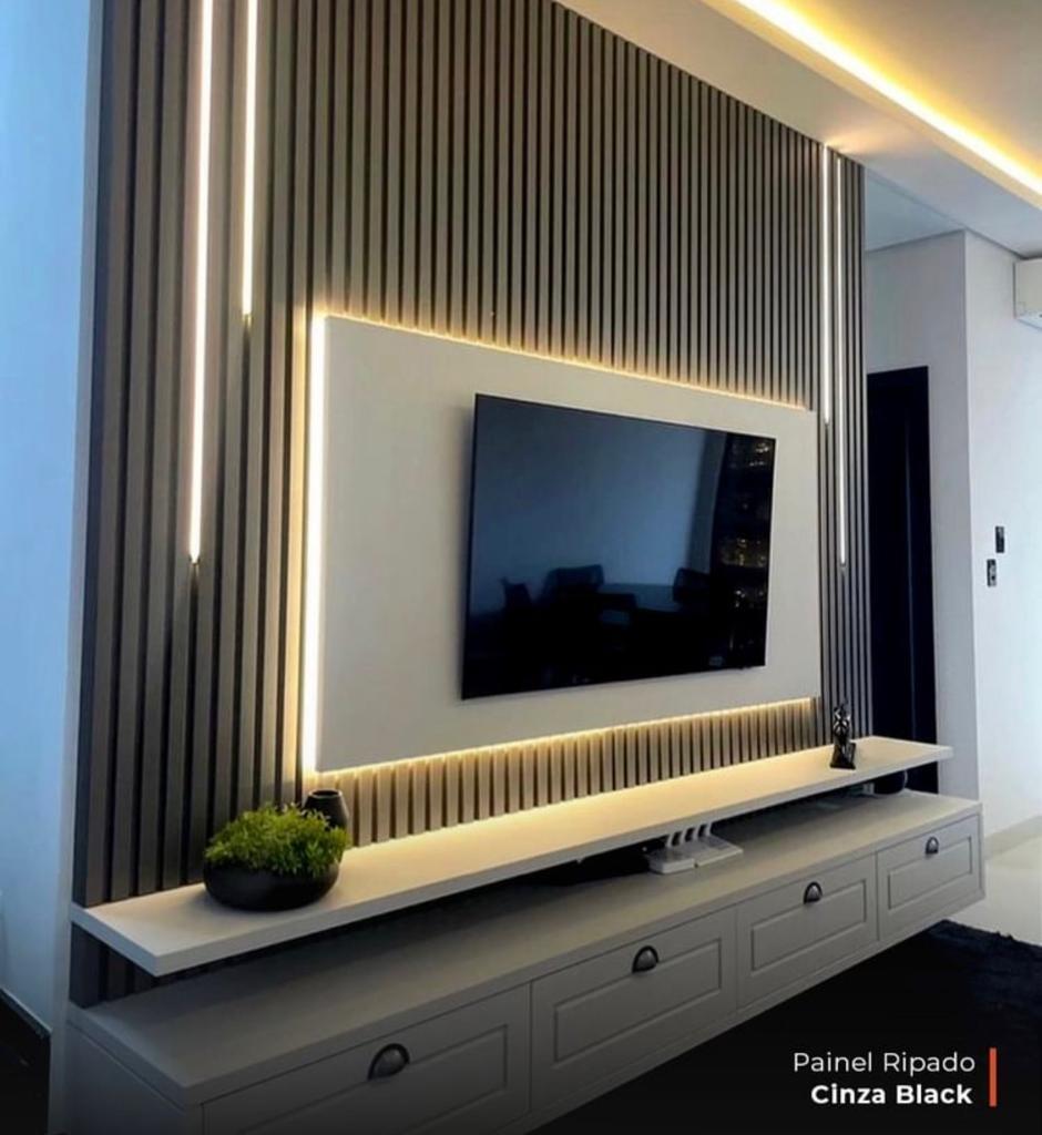 Comprar Painel Ripado em PVC Premiun Cinza Black Interno 3mx20cm - R ...